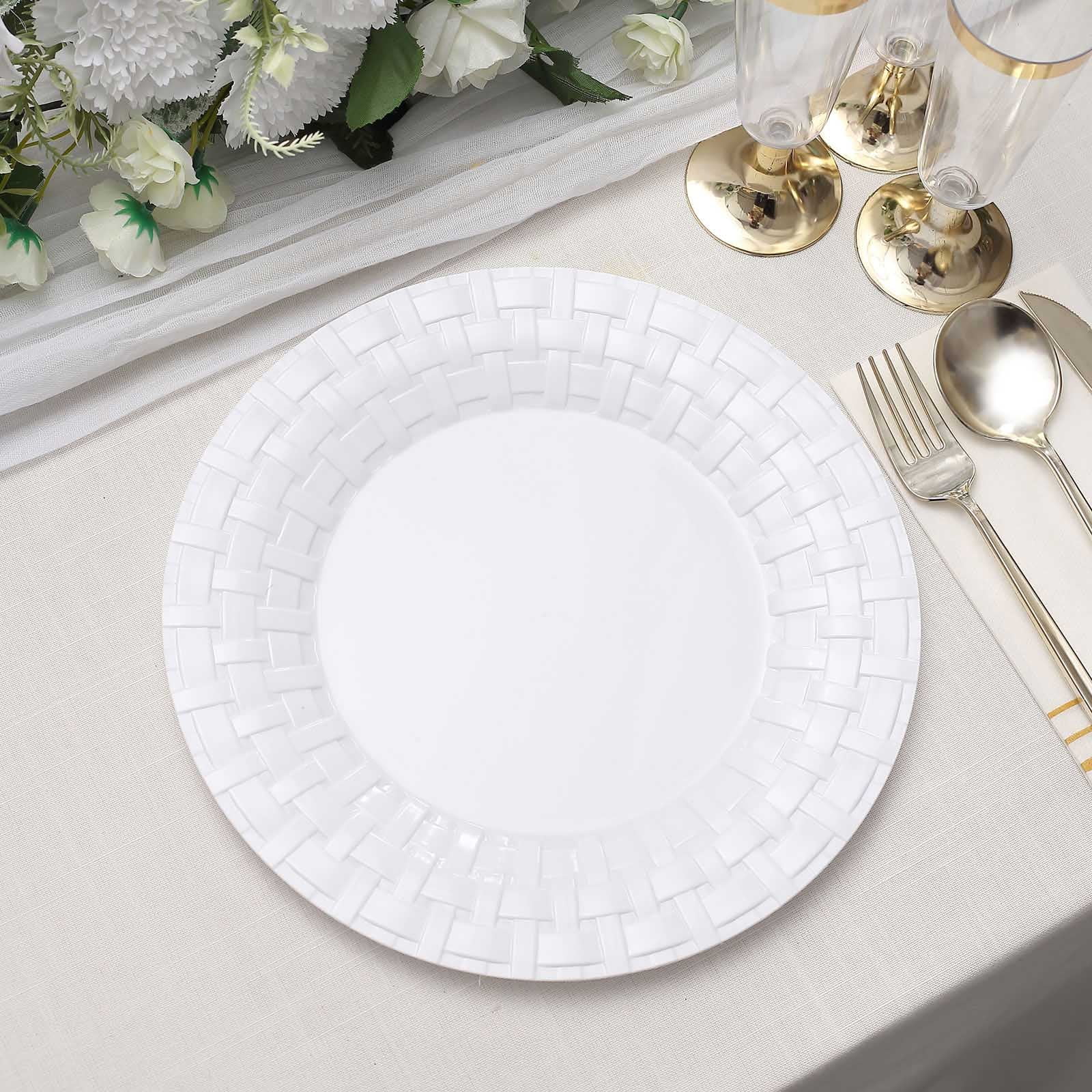 Efavormart Set of 10 - 10" White Round Disposable Plastic Dinner Plates ...