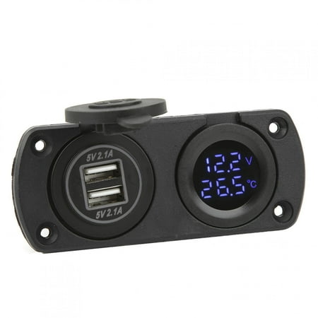 Cigar Lighter Voltage Meter, 12V Power Outlet PC Temperature Voltmeter ...