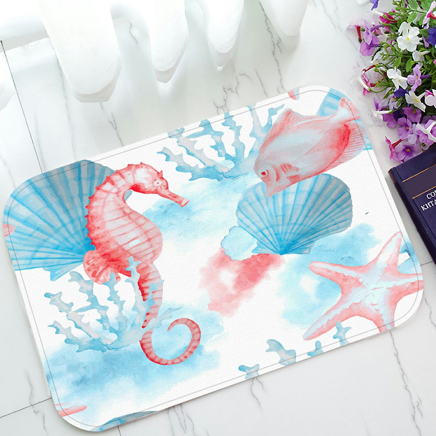 ABPHQTO Sea Marine Shells Horse Corals Fish Underwater Life Doormat ...
