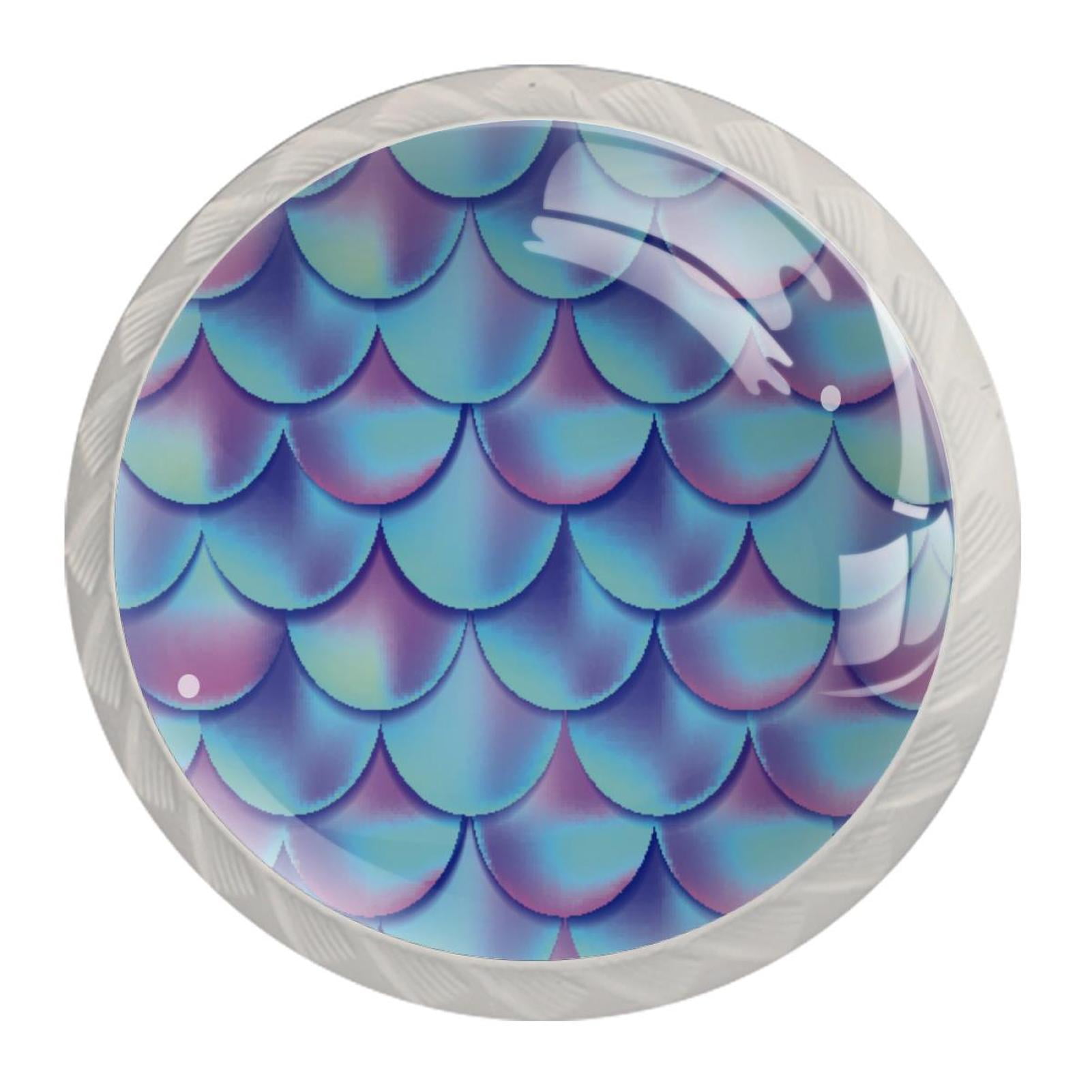 4 Pcs Mermaid Scale Knobs for Kitchen Cabinet Cupboard Dresser Bookcase ...