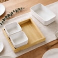 GARITIN Chip and Dip Serving Bowl Set with Acacia Wood Tray, 4 Ceramic ...