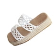 Bkhluea Women Double Woven Hollow Strap Espadrille Platform Slide ...