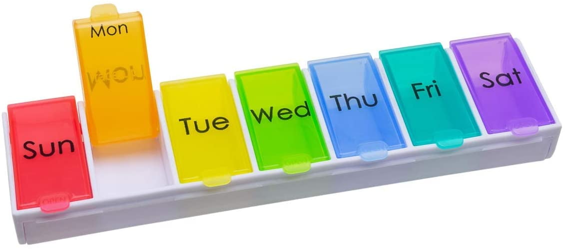 Ezy Dose Weekly (7-Day) Pill Organizer and Travel Pill Planner, Rainbow ...
