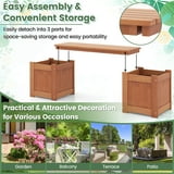 Gymax Wood Wooden Planter Box w/ Seat 2-in-1 Raised Garden Bed & Bench ...
