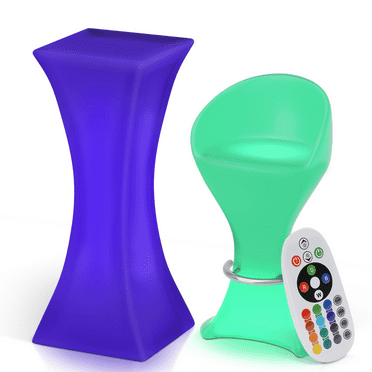 MoNiBloom Set of 3 LED Light Up Bar Table + Stools, 16 Color Changing ...