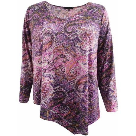 Dreamer P - Womens Plus Size Colorful Paisley Flowy Knit Sweater Blouse ...