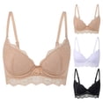 COMVALUE Sexy Scallop Sheer Unlined No Padding Demi Underwire Push Up ...