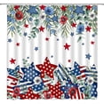 4th of July Floral Shower Curtain,Red White Blue Star Sage Leaf ...
