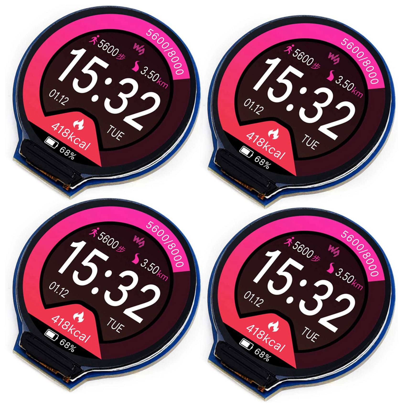 4X MóDulo de Pantalla LCD de Pantalla Redonda de 1,28Pulgadas GC9A01 Comunicación SPI RGB 65K ...