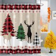 Bathroom Shower Curtain Christmas Tree Elk Shadow Winter Snowflake ...
