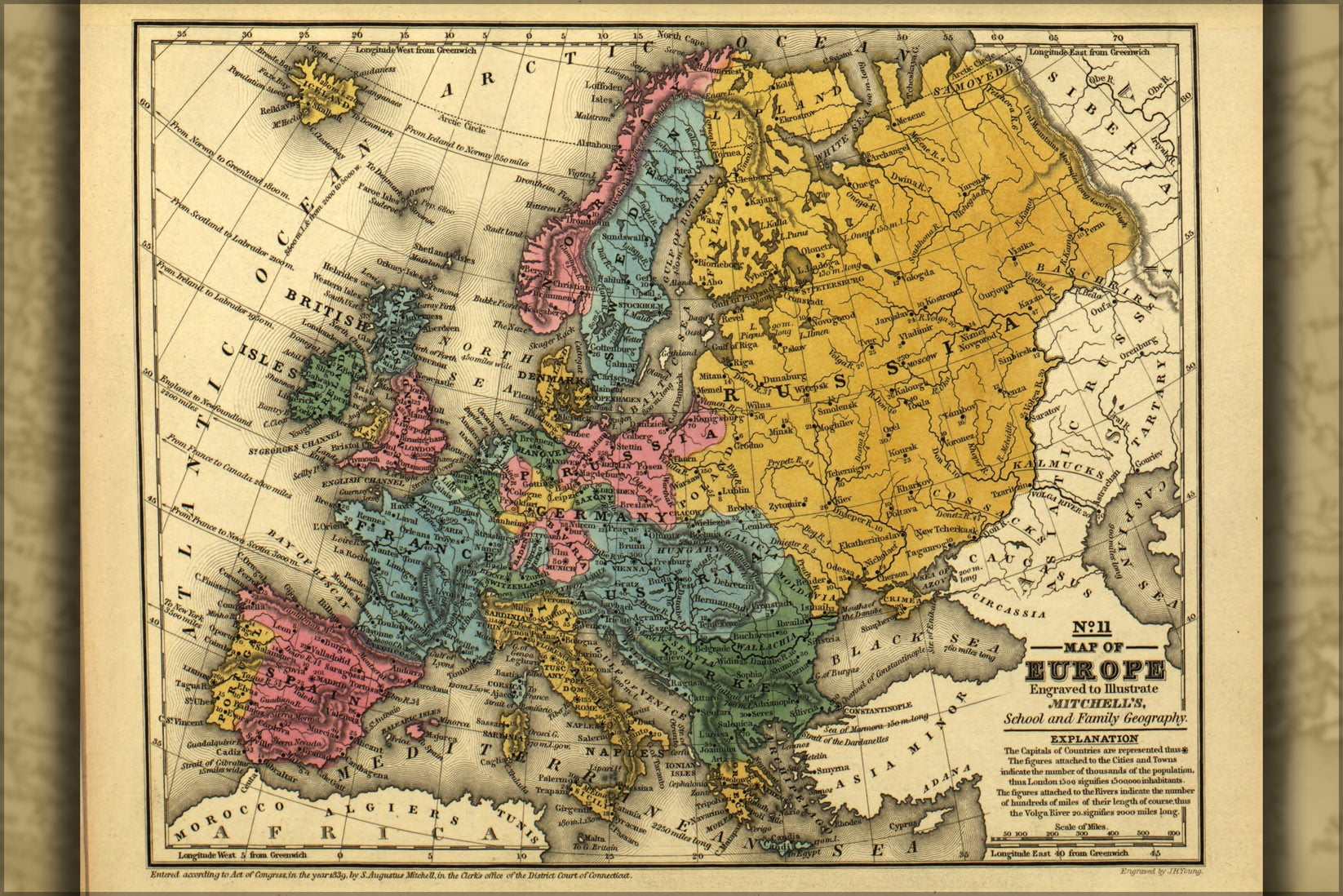 24"x36" Gallery Poster, map of Europe 1839 - Walmart.com