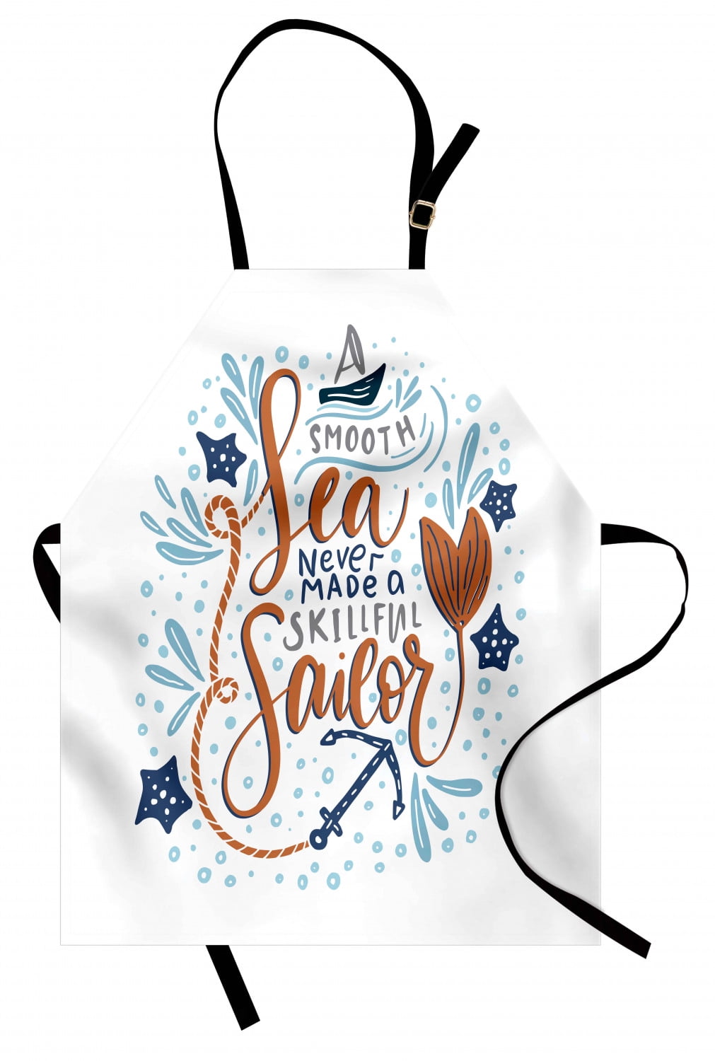 Beach Saying Apron, Smooth SeNever Made Skillful Sailor Phrase, Unisex ...