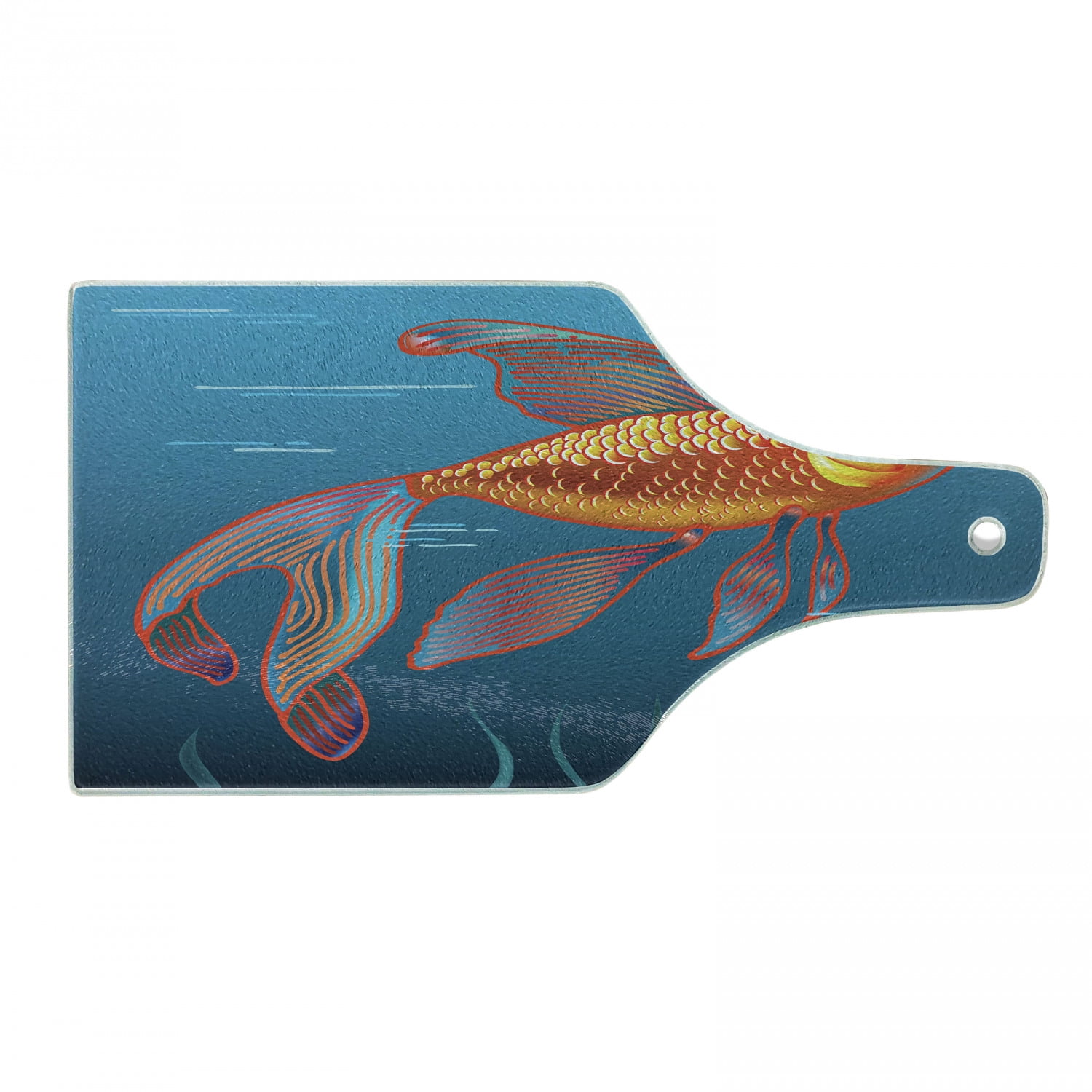 Goldfish Cutting Board, Aquarium Illustration of Golden Fish on Sea ...