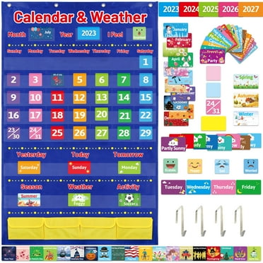 Learning Resources Teaching Calendar/Weather Pocket Chart for Preschool ...