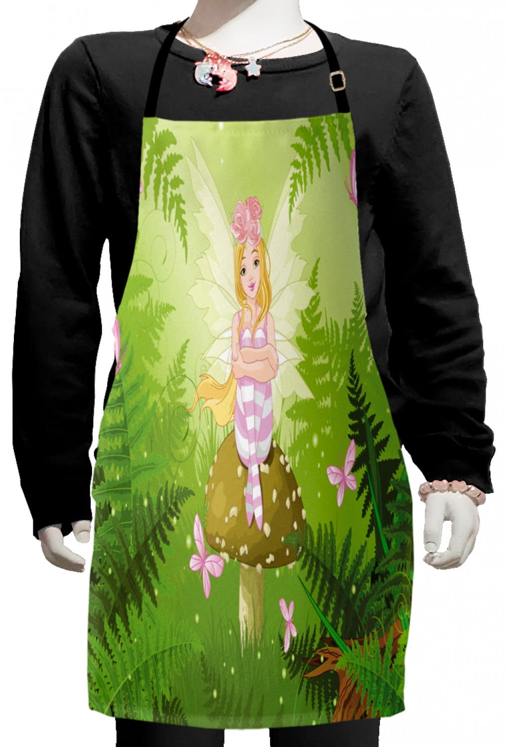 Nursery Kids Apron, Magic Fairy Girl with Floral Hairstyle in Green ...