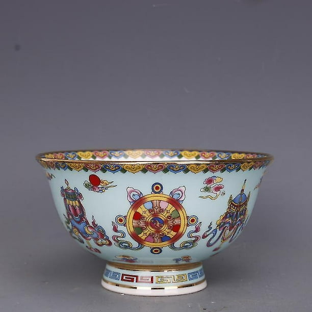 Bowls qing dynasty qianlong pastel painted gold eight treasures pattern ...