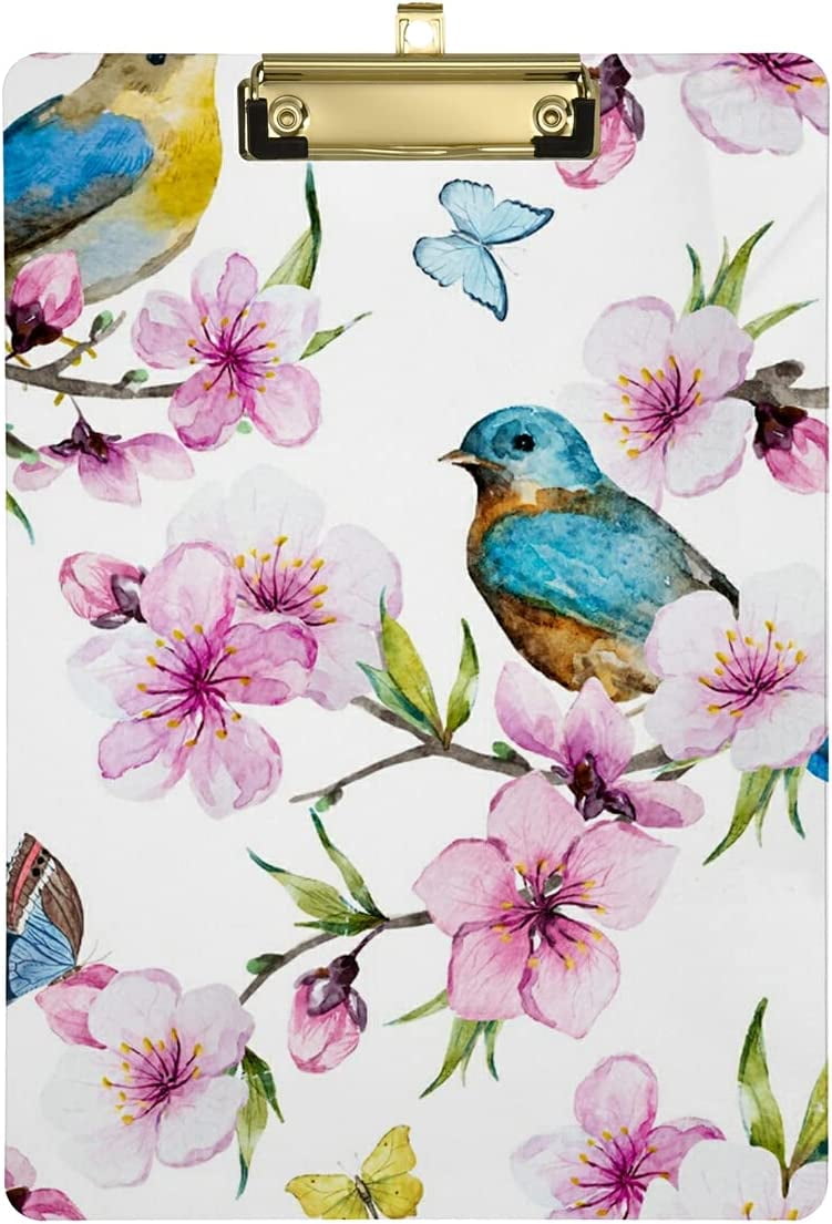 FMSHPON Spring Cherry Blossoms Clipboard Hardboard Wood Nursing Clip ...