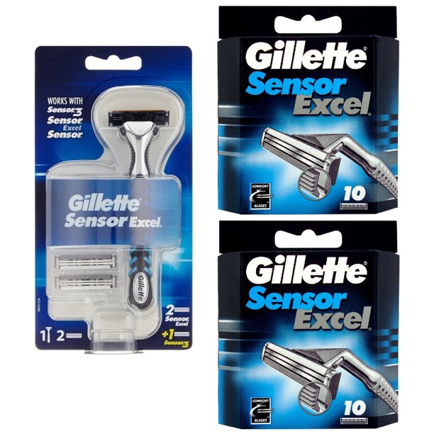 Gillette Sensor3 Razor Handle + Sensor Excel Refill Blades, 20 Count ...