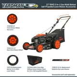 "Yard Max 22"" 201cc 6 Speed CVT RWD 3-in-1 Gas Powered Lawn Mower ...