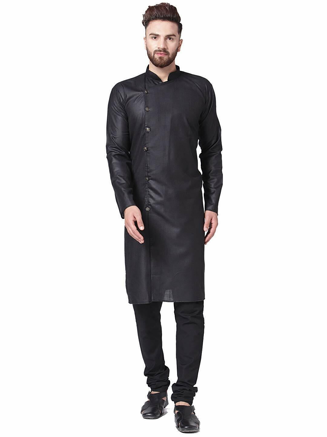 Men's Indian Linen Bollywood Achkan Pathani Kurta Style Pajama Set ...