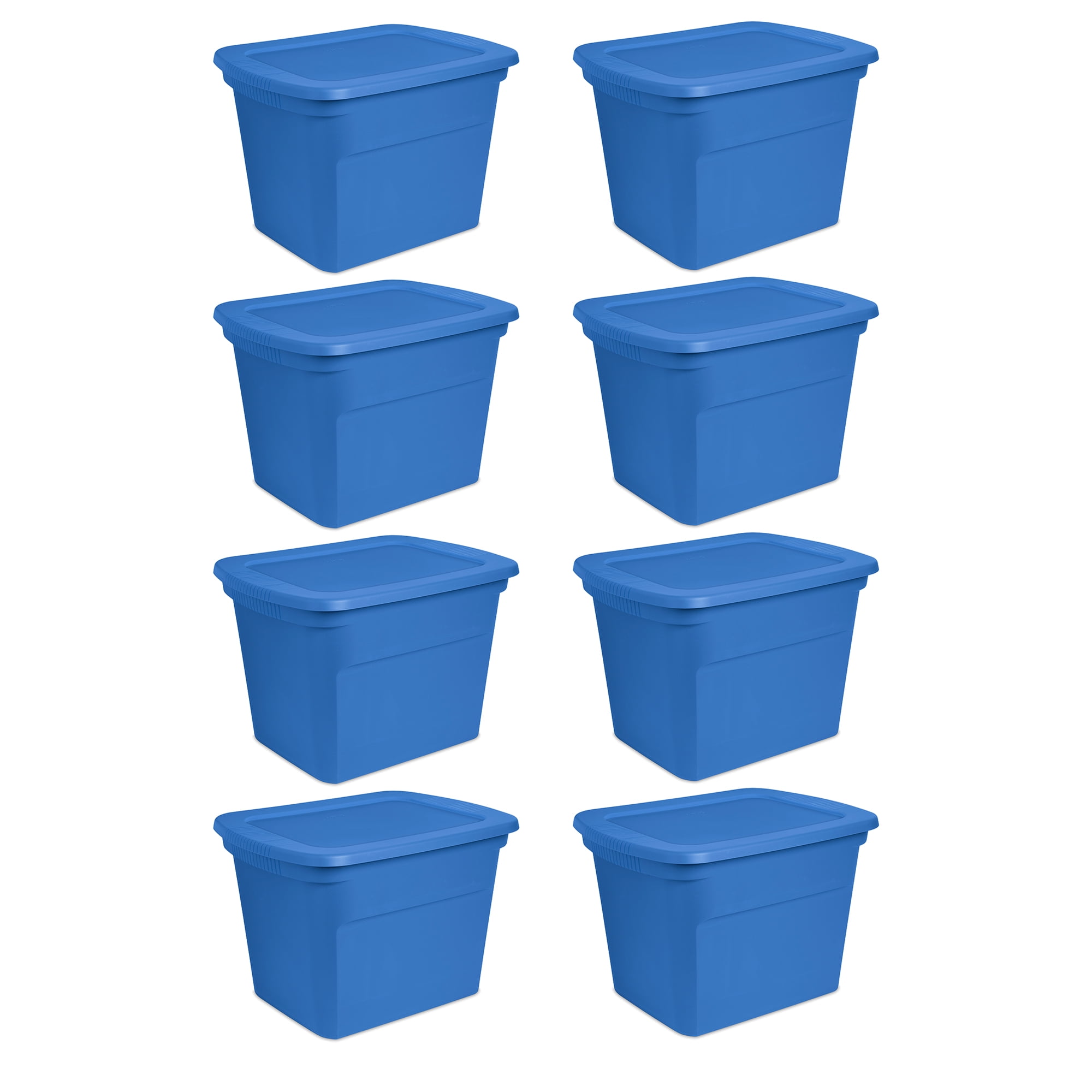 Sterilite 18 Gal Stackable Storage Box Container, Blue Summer (8 Pack ...