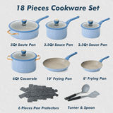 Sensarte Nonstick Cookware Set, 18-Piece Pots and Pans, Induction ...