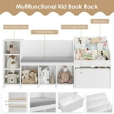 "Homfa Kids Bookshelf, White Wooden Bookcase with Reading Nook, 6 Shelf ...