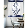 Sheer Curtains 63 Inches Long 2 Panels, Coastal Nautical Anchor String ...