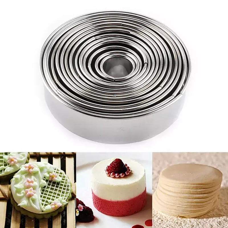 Nobrand 11pcs Round Cookie Cutter Set Stainless Steel Dough Cutter Ring Dessert Ring
