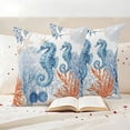 Blue Seahorses Coral Starfish Waterproof Throw Pillow Covers Set of 2 ...