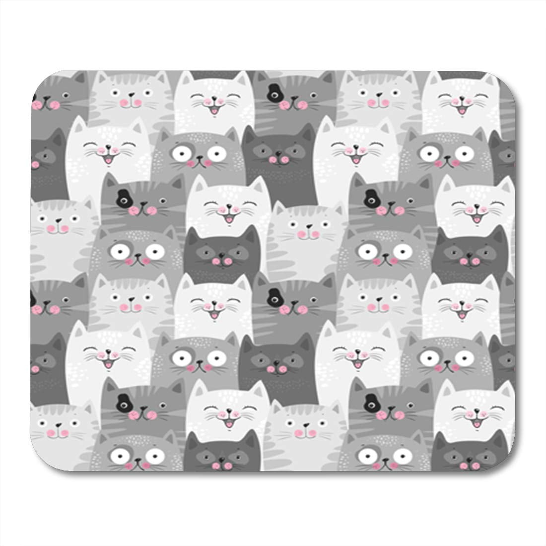KDAGR Pink Pattern Funny Grey Cats Cute Blue Kids Mousepad Mouse Pad ...