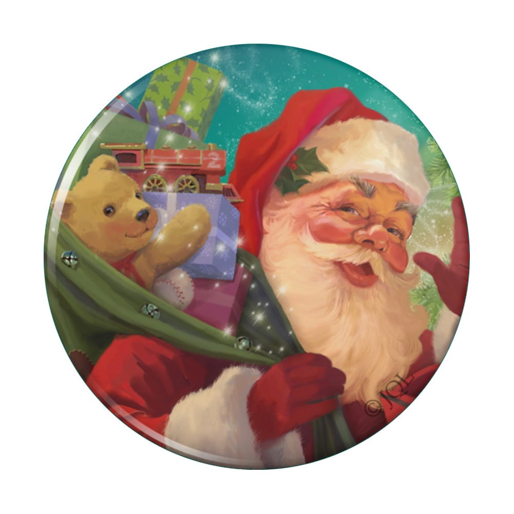Christmas Holiday Jolly Happy Santa Claus Pinback Button Pin - Walmart.com