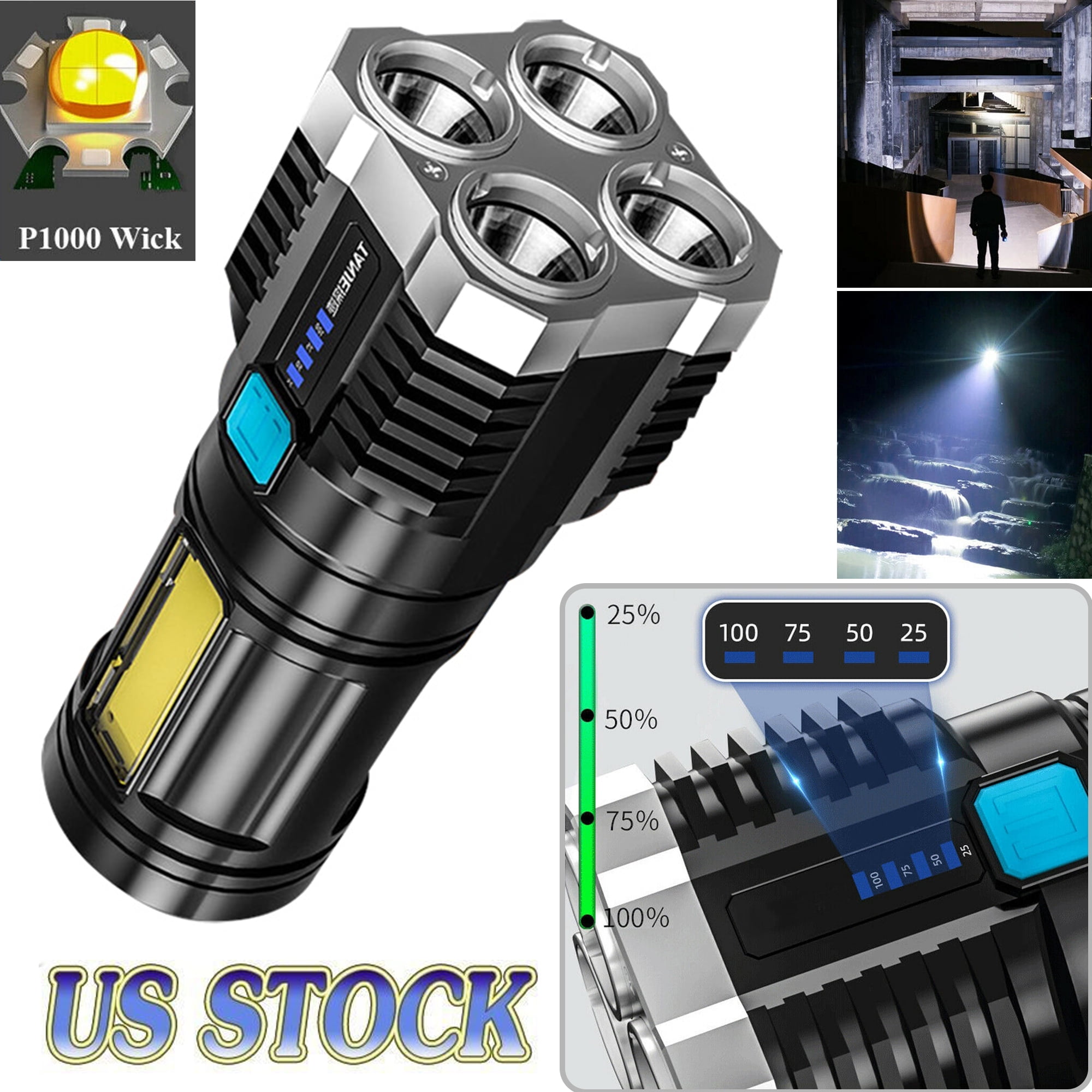 Super Bright Rechargeable Flashlight, LED Tactical Flashlights ...
