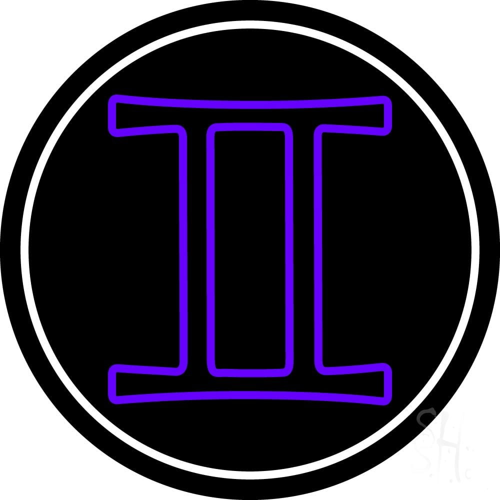 Purple Gemini White Border LED Neon Sign 18 X 18 - inches Black Square ...