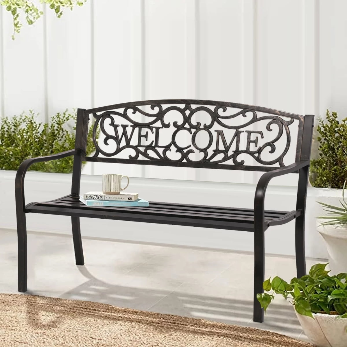 Click here for Niamvelo Durable Cast Iron Metal Garden Bench  Adu... prices