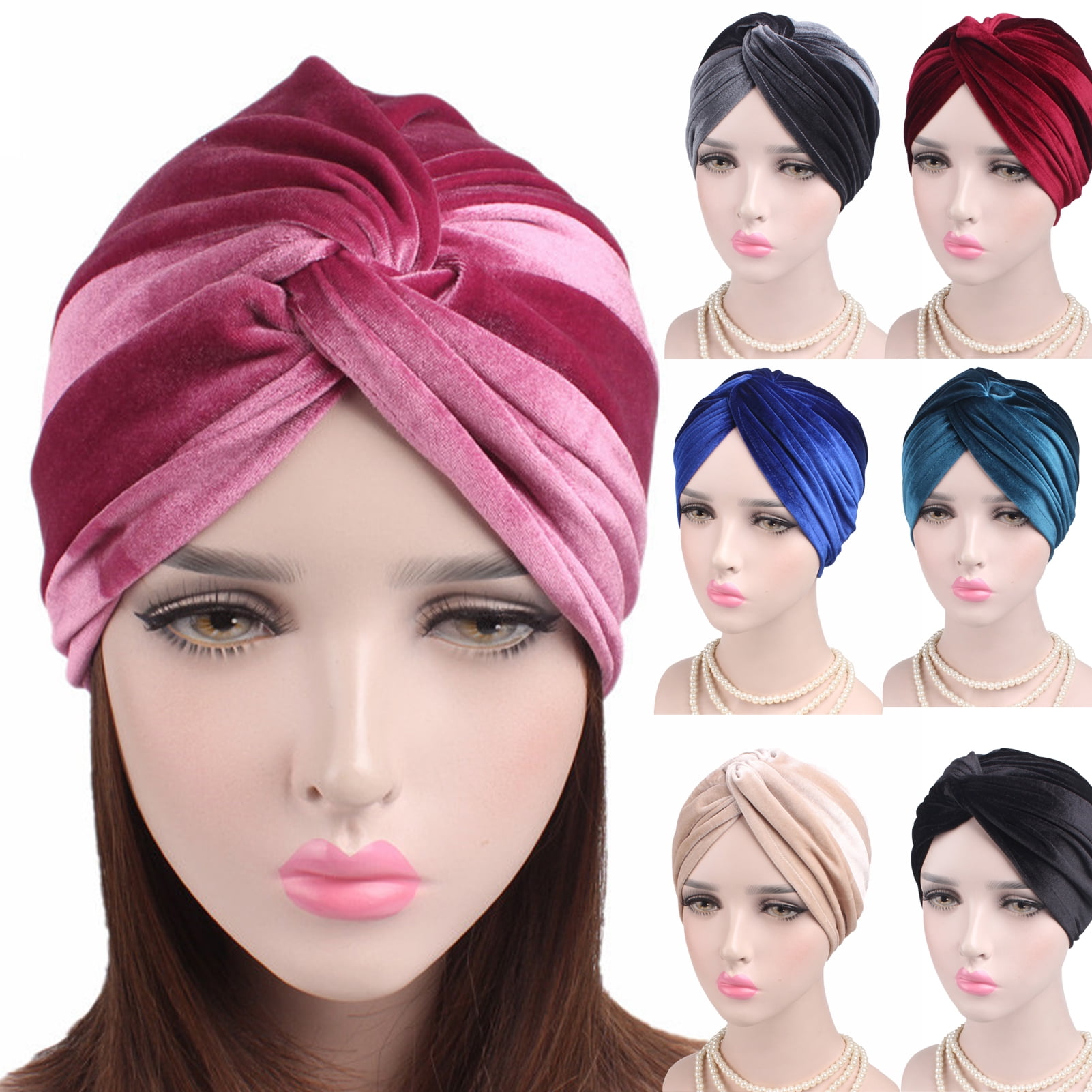 Travelwant Flannel Stretchy Turban Cap Head Cover Chemo Head Wraps ...
