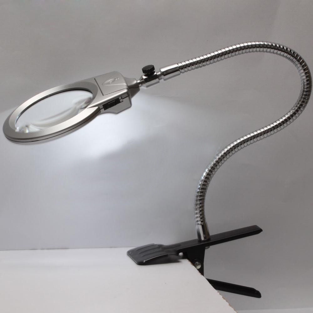 New Lighted Table Top Desk Magnifier Magnifying Glass With Clamp