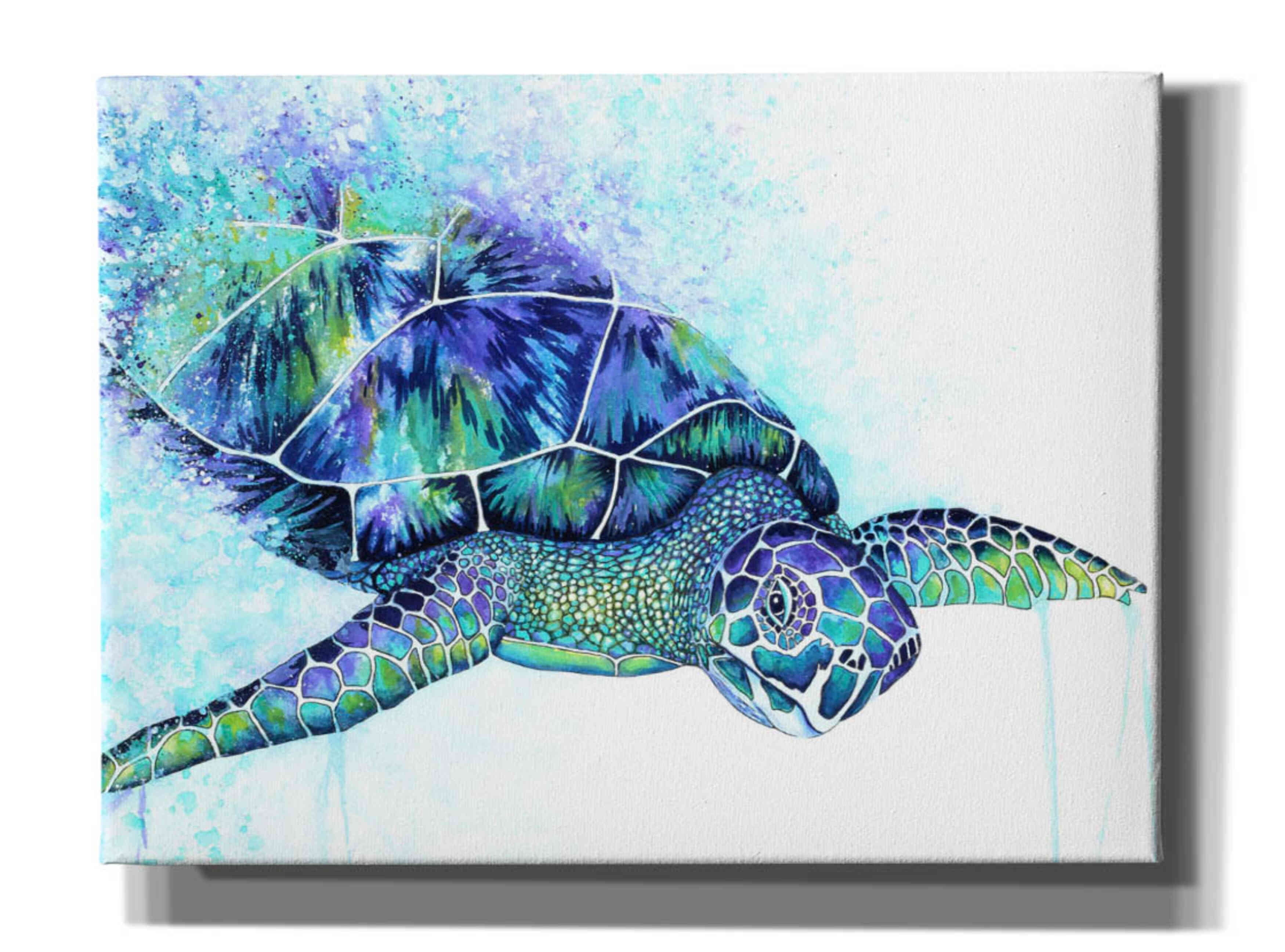 Epic Graffiti 'Sea Turtle' by Michelle Faber, Canvas Wall Art, 54"x40 ...