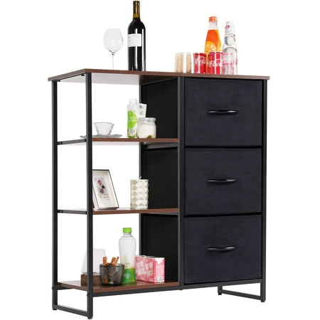 LYNCOHOME 3 Drawer Dresser with Shelves, Chest of Drawers, Storage ...