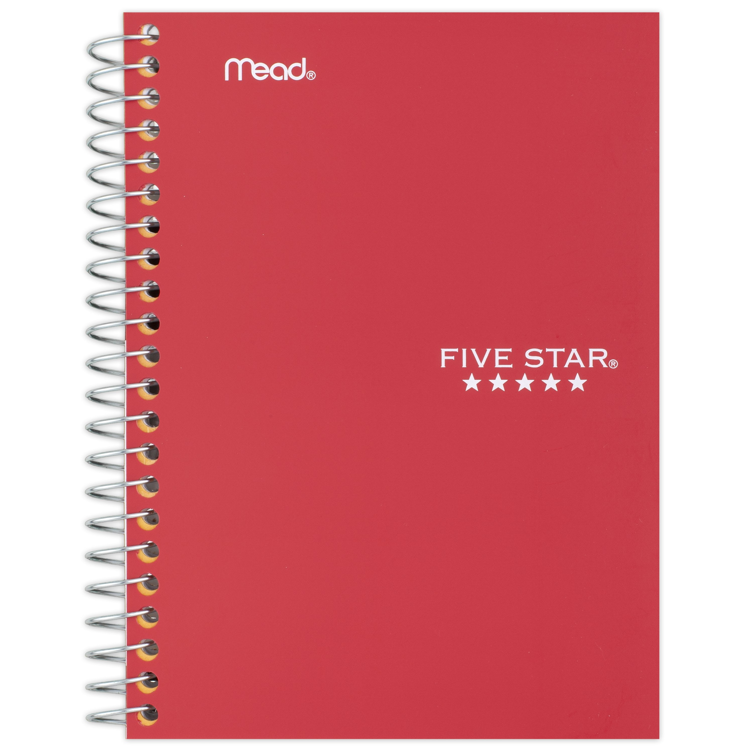Five Star Personal Wirebound Notebook, College Ruled, 7" x 5", Red ...