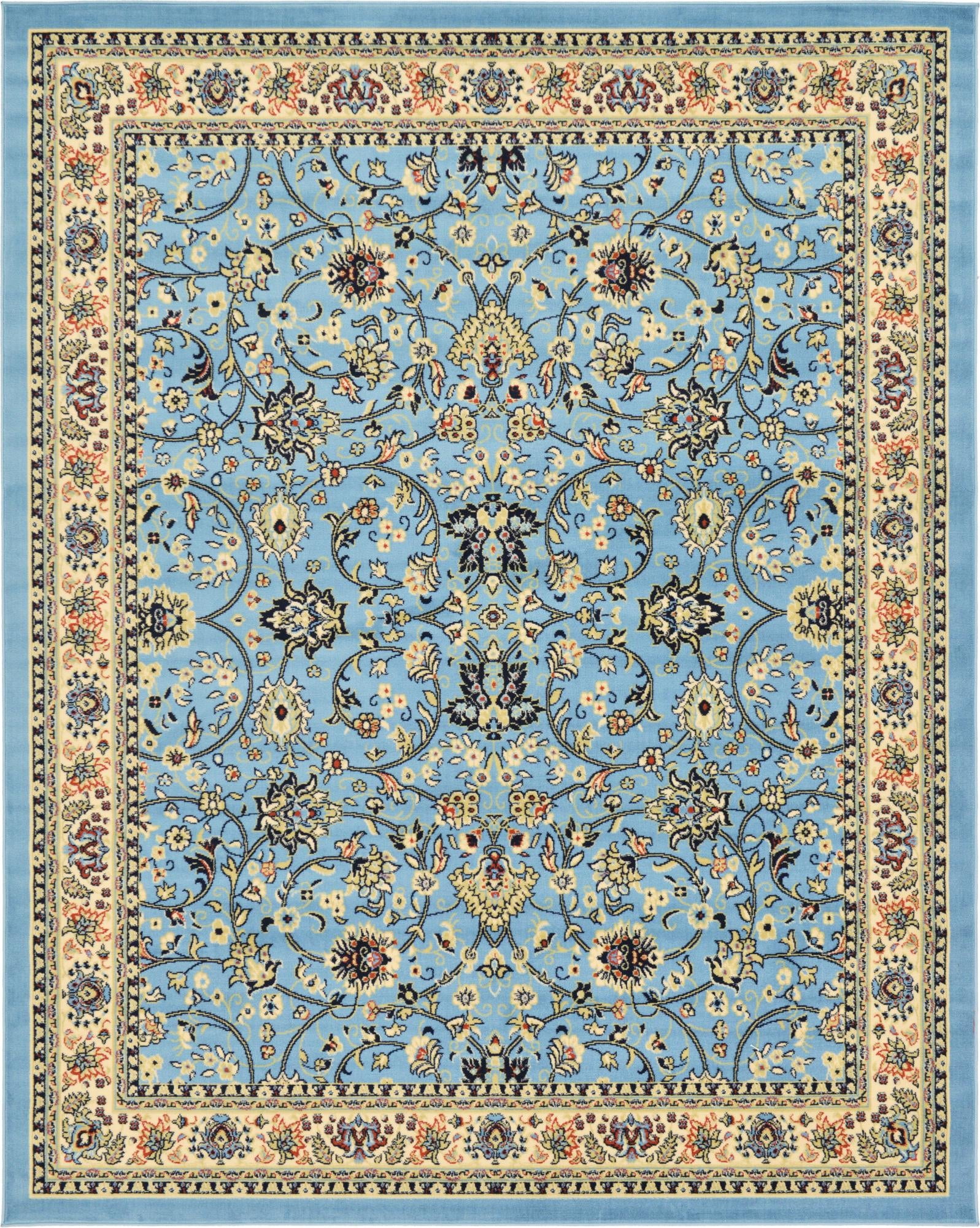Rugs.com Yasmin Collection Rug – 8' x 10' Light Blue Medium Rug Perfect ...