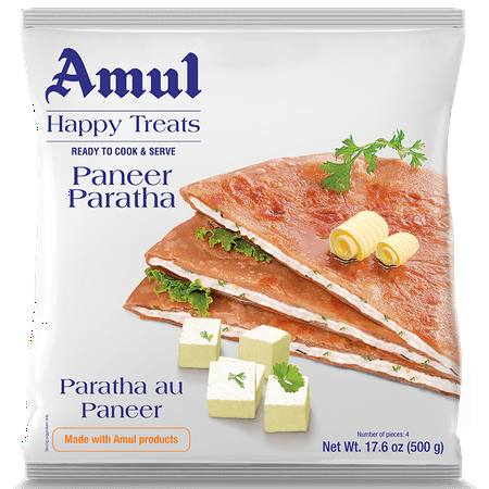 Amul Paneer Paratha 500g, Indian flatbread made of wheat flour loaded ...