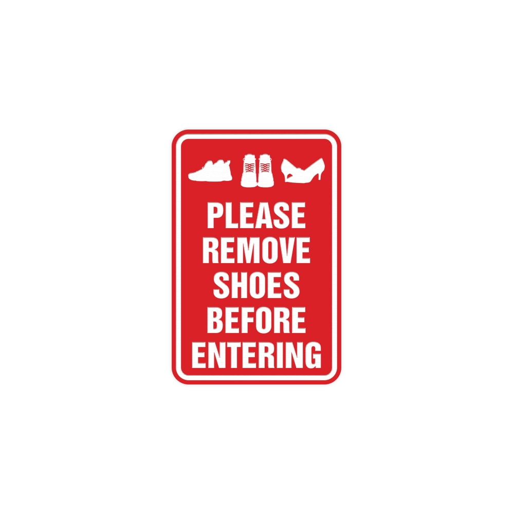 Portrait Round Please Remove Shoes Before Entering Sign (Red) - Small 4 ...