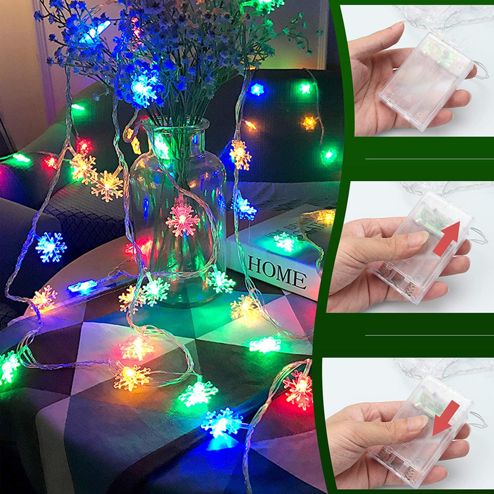 DYstyle 1 2 4Pack 10 20 40 LEDs Snowflake LED Fairy Lights Battery DYstyle 1 2 4Pack 10 20 40 LEDs Snowflake LED Fairy Lights Battery