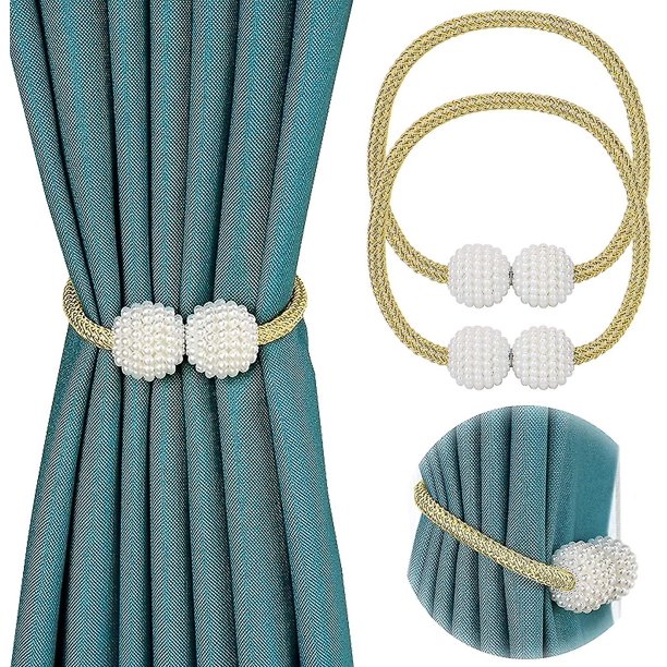 Magnetic Curtain Tiebacks For Window Dcor (2 Pack) - Weave Rope Clips ...