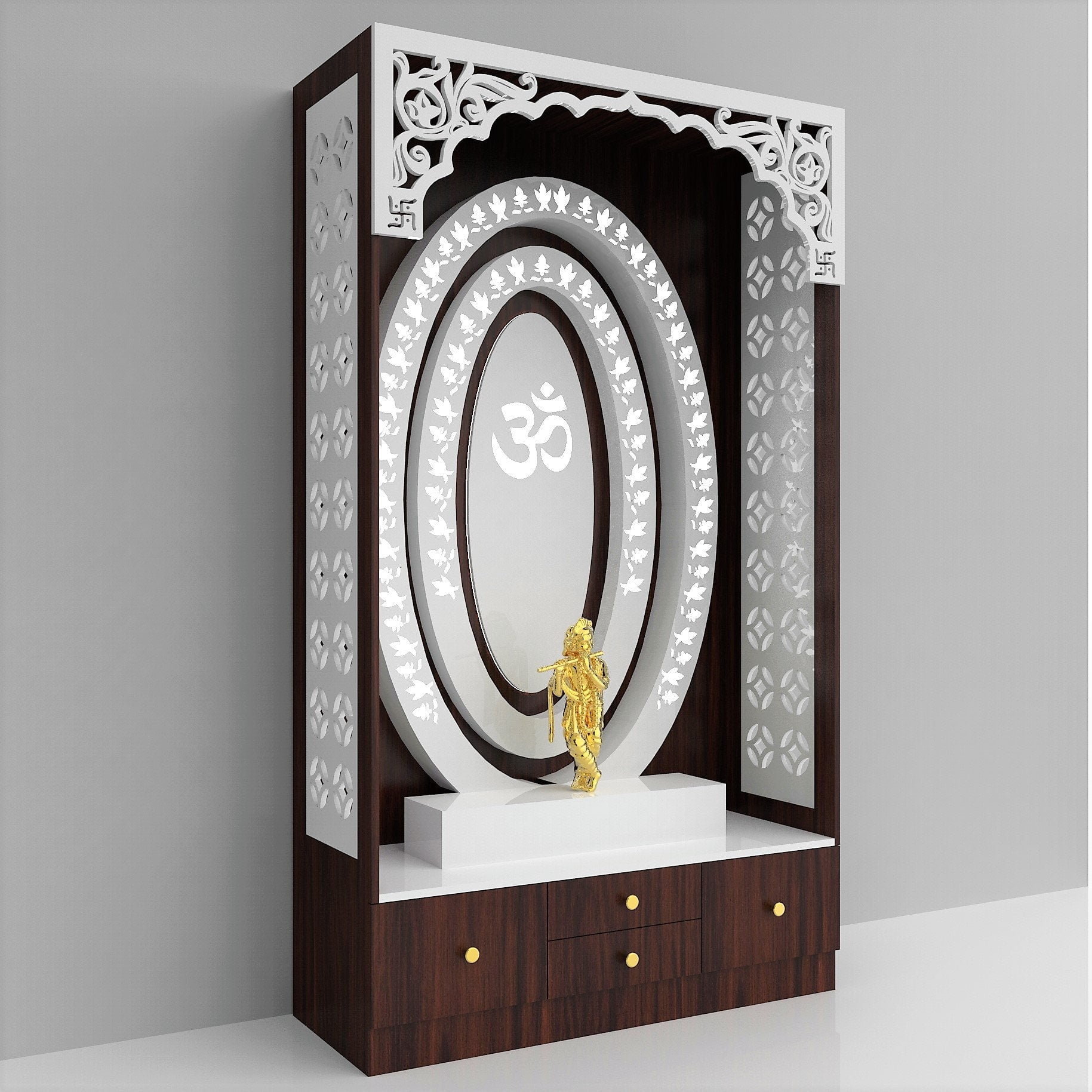 Wooden Temple With LED Lights Temple for Home and Office | Designer ...