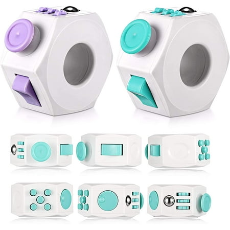 2 Pieces Anti-Anxiety Decompression Ring Plastic Sensory Cube Toy to ...