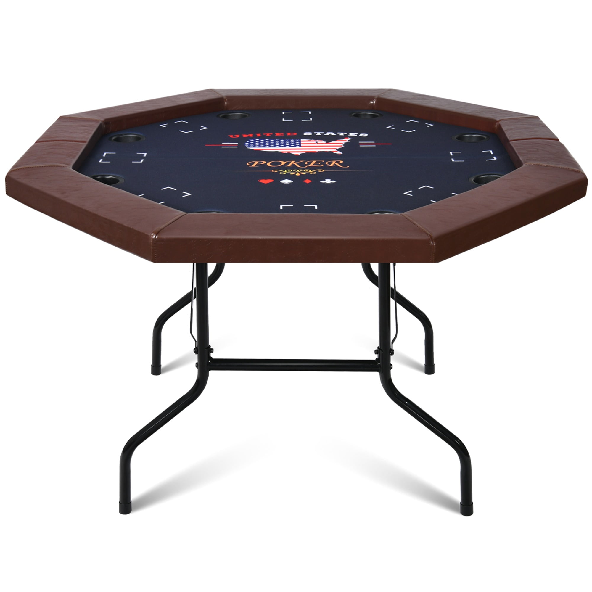 RayChee Poker Table Foldable, 8 Player Octagonal Texas Holdem Table w ...