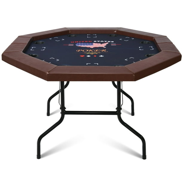 RayChee Poker Table Foldable, 8 Player Octagonal Texas Holdem Table w ...