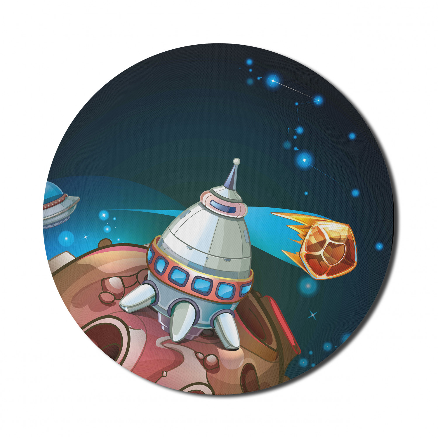 Cartoon Mouse Pad for Computers, Spacecraft Planets Outer Space Theme ...